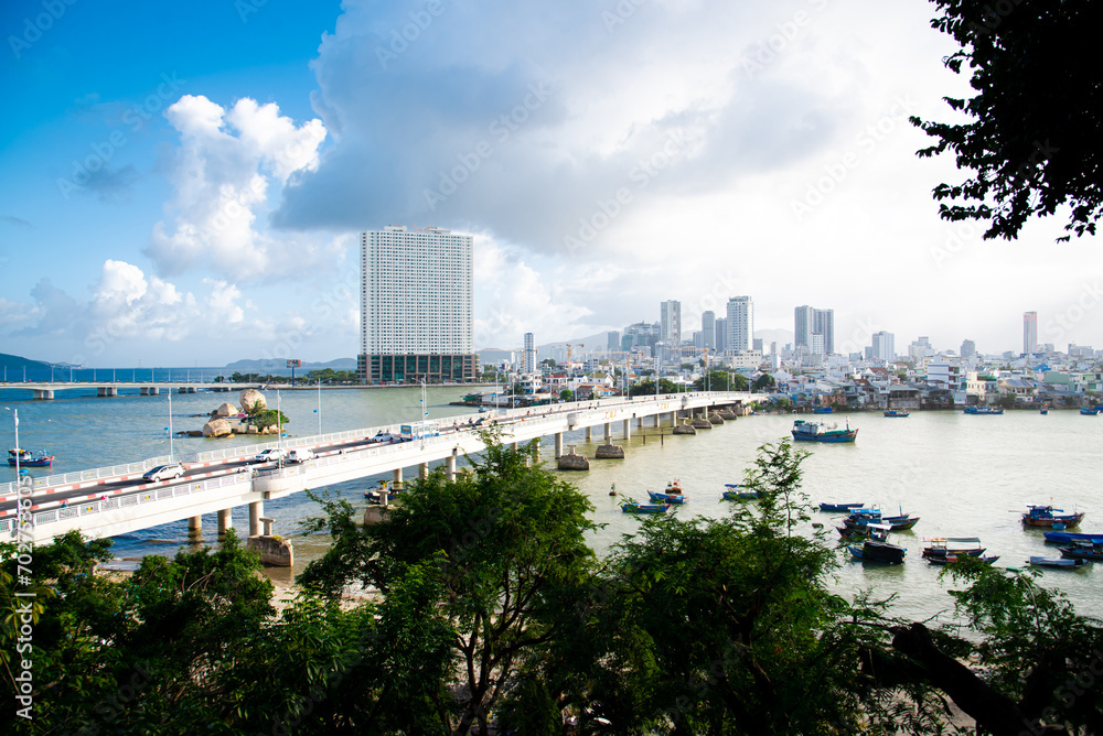 Downtown Nha Trang, Khanh Hoa from Po Nagar Cham tower at the mouth of ...