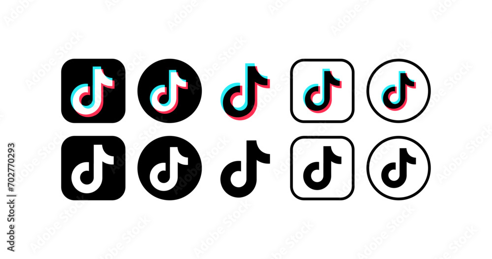 Tik Tok social media logo icons. Editorial Tik Tok social media set ...