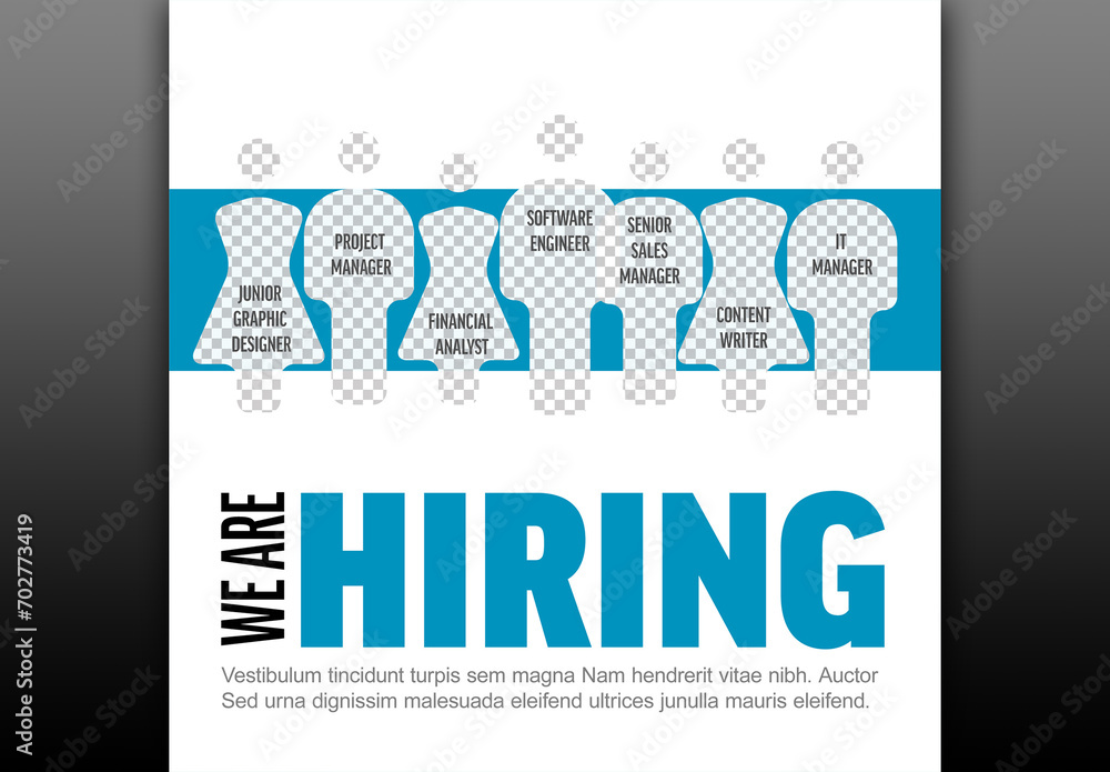We are hiring minimalistic white blue flyer template with position ...