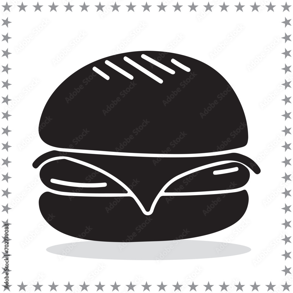 Vetor de Burger Silhouette, cute Burger Vector Silhouette, Cute Burger ...