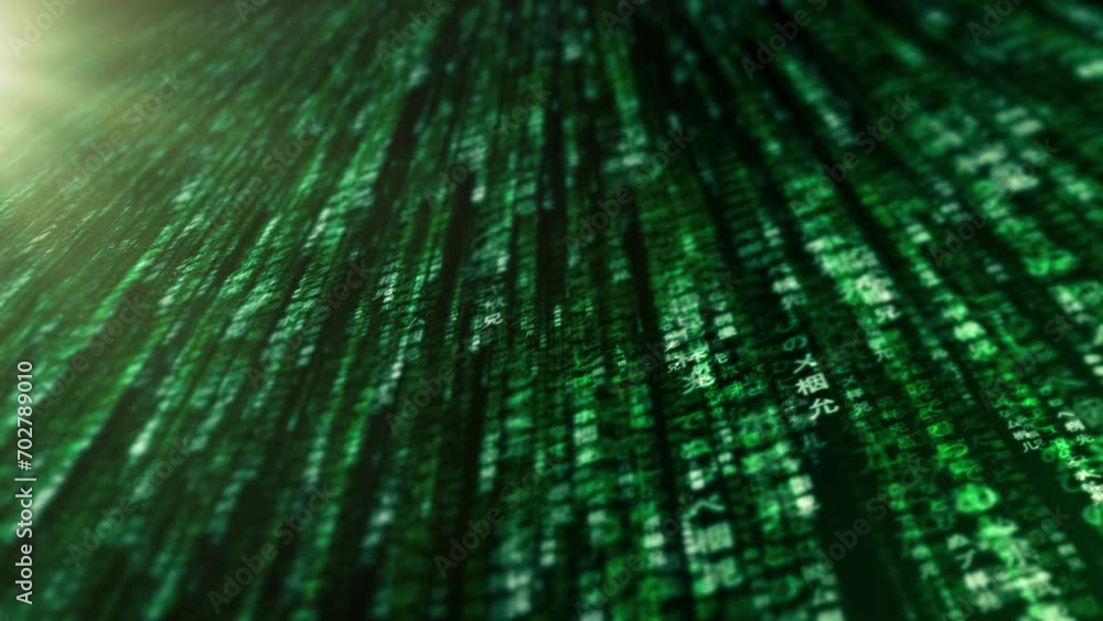 Immersive data matrix background simulation with cutting-edge digital environment with a dynamic ...