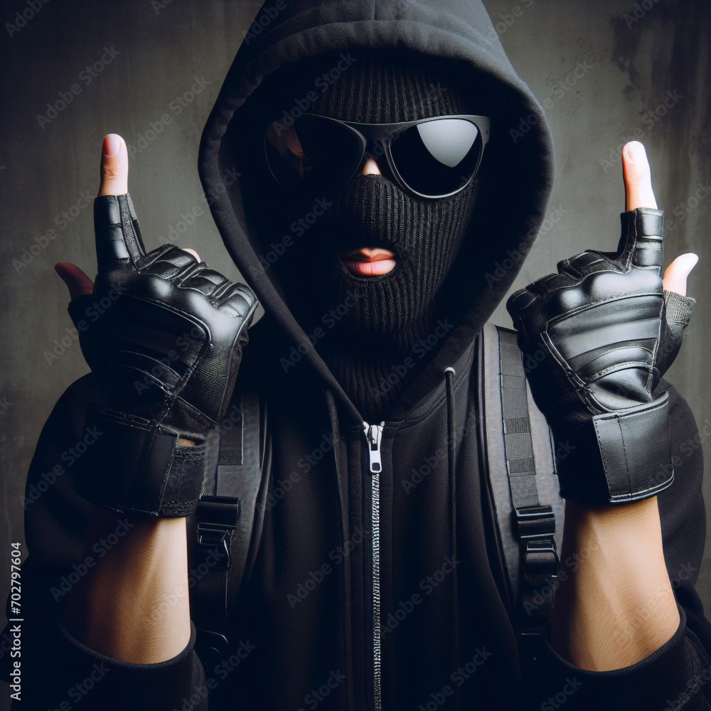 Gang members with guns, doing gang signs, wearing ski masks, balaclavas ...