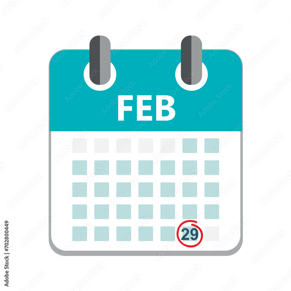 29 february in the leap year calendar vector illustration Stock Vector ...