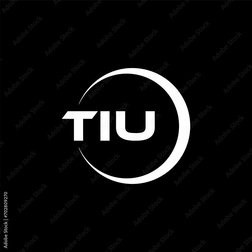 TIU letter logo design with black background in illustrator, cube logo ...