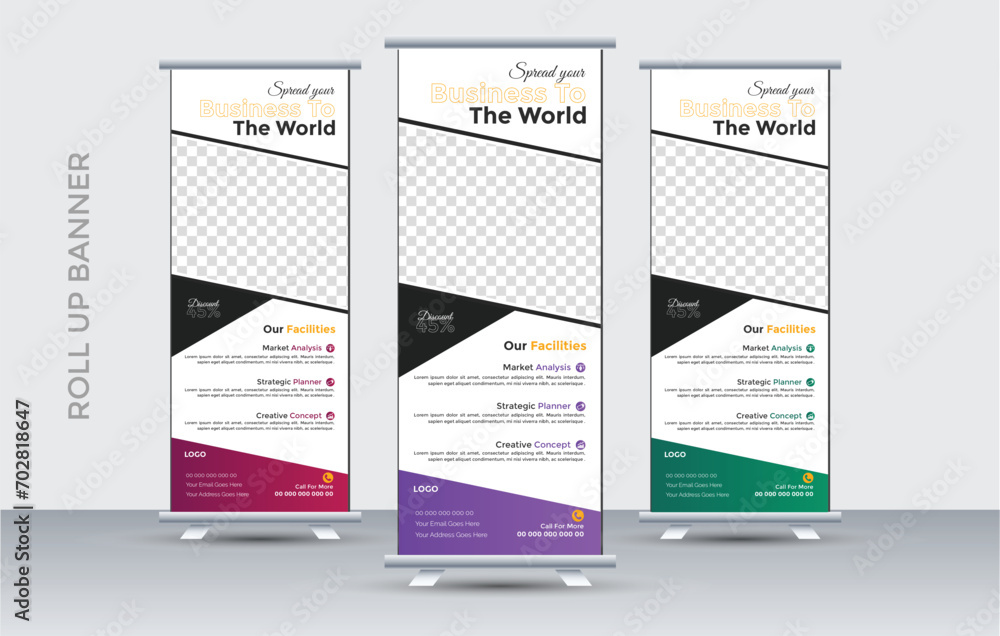 Roll up banner design template,modern x-banner,agency roll up banner ...