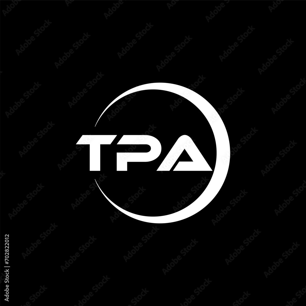 TPA letter logo design with black background in illustrator, cube logo ...