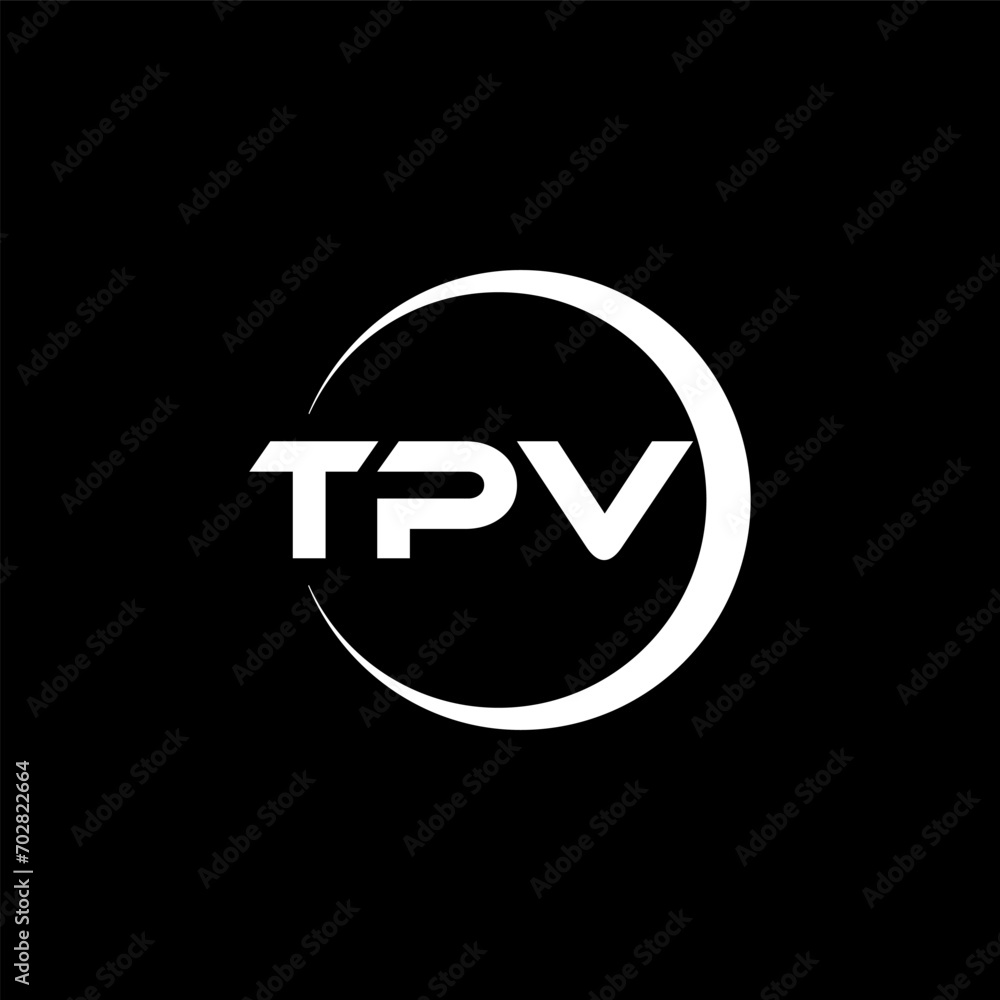 TPV letter logo design with black background in illustrator, cube logo ...