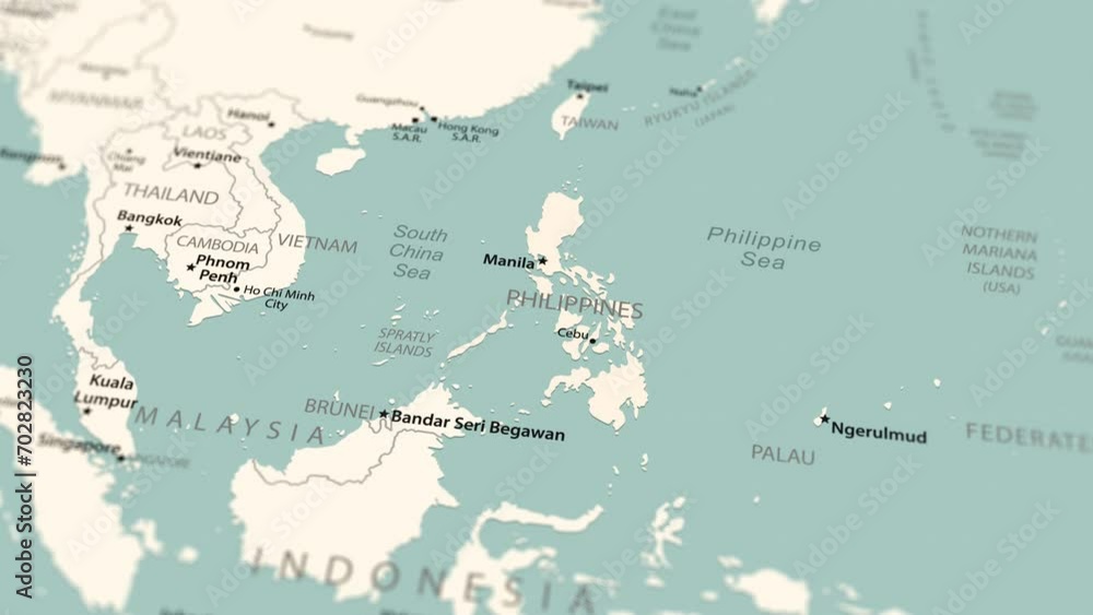 Philippines on the world map. Smooth map rotation. 4K animation. Stock ...