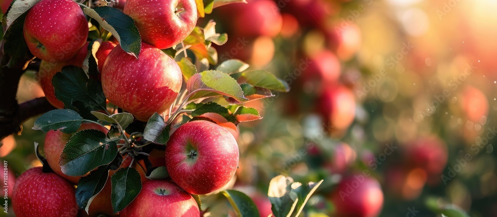 Lots of ripe red apples growing on the standard apple tree in a Dutch ...