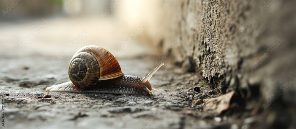 Inspirational quote with words make small steps every day Large snail ...