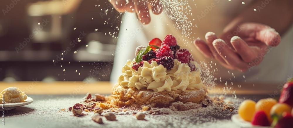 Fotka „In this photo we can see a pastry chef working on creating a ... Fotka „In this photo we can see a pastry chef working on creating a ...