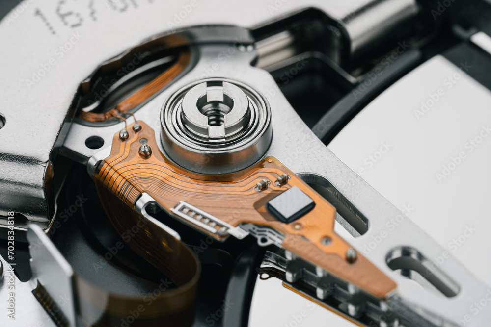 Hard drive isolated on white background. HDD. Major components of a 3.5 ...