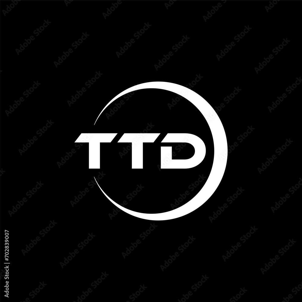TTD letter logo design with black background in illustrator, cube logo ...