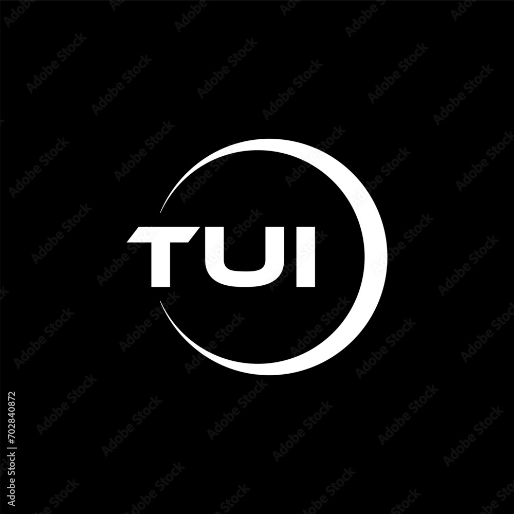 TUI letter logo design with black background in illustrator, cube logo ...