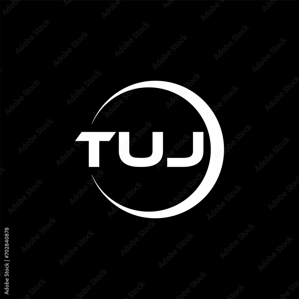 TUJ letter logo design with black background in illustrator, cube logo ...