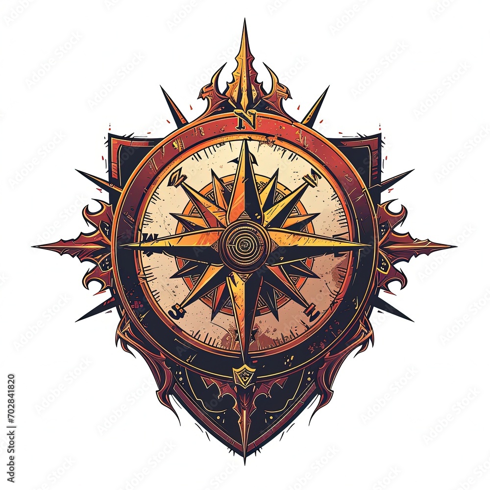 logo design of compass rose shield , tshirt mockup logo, esport logo ...