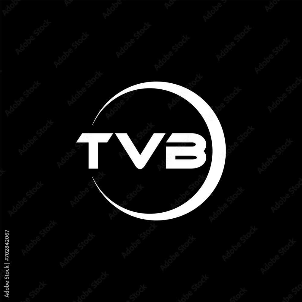 TVB letter logo design with black background in illustrator, cube logo ...