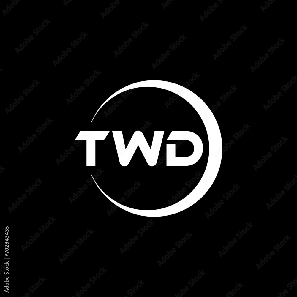 TWD letter logo design with black background in illustrator, cube logo ...
