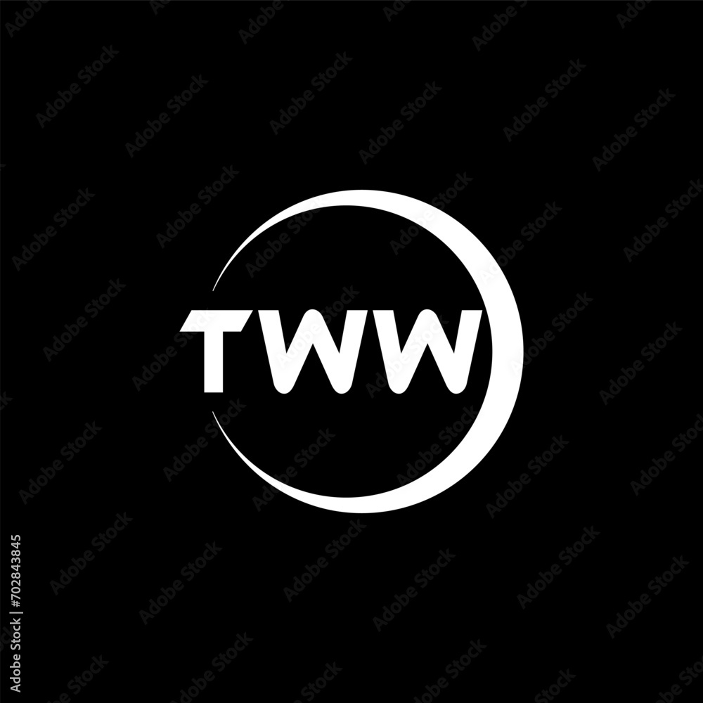 TWW letter logo design with black background in illustrator, cube logo ...