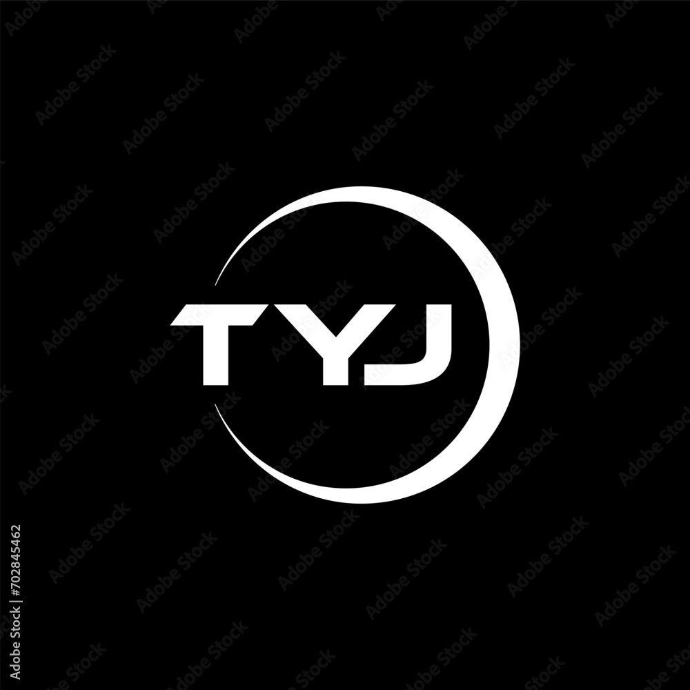 TYJ letter logo design with black background in illustrator, cube logo ...