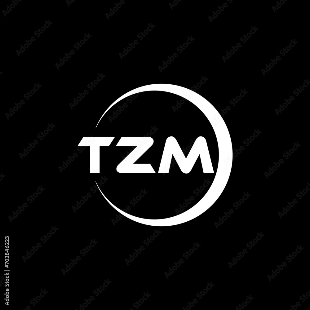 TZM letter logo design with black background in illustrator, cube logo ...
