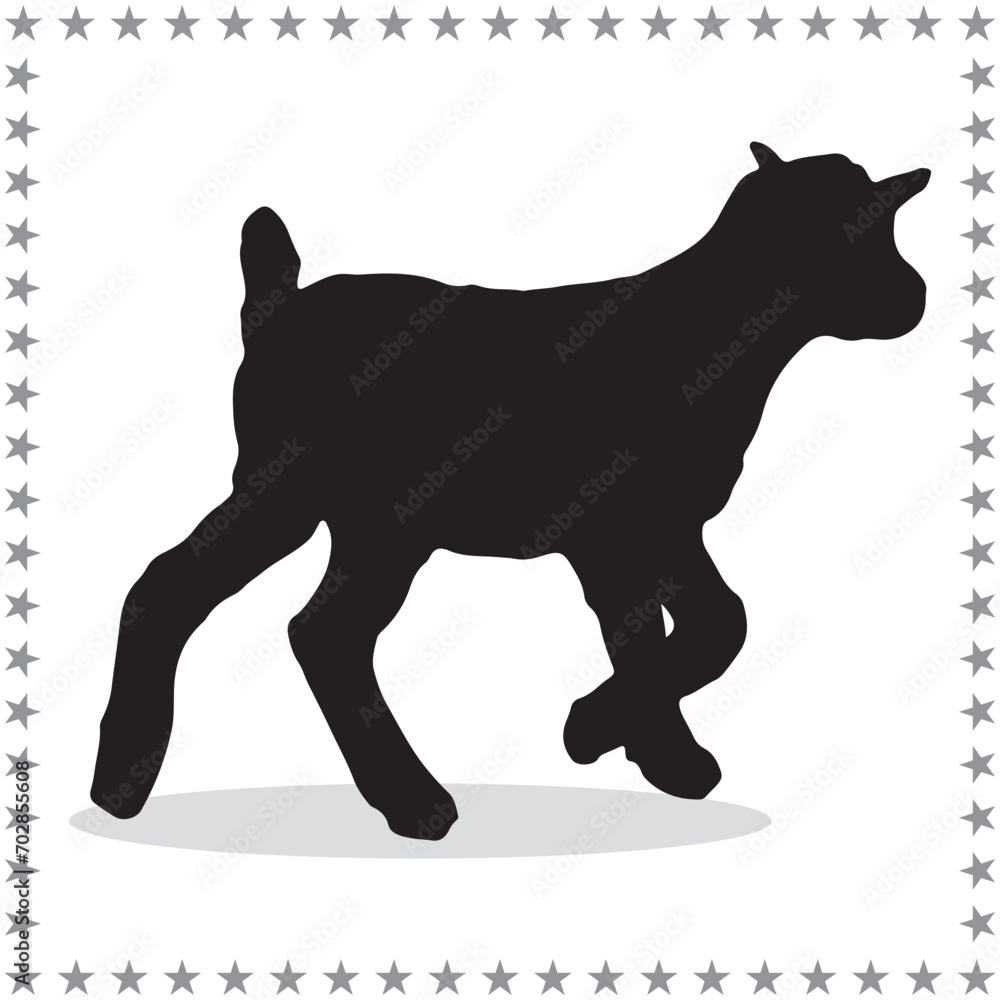 Vetor de baby goat Silhouette, cute baby goat Vector Silhouette, Cute ...