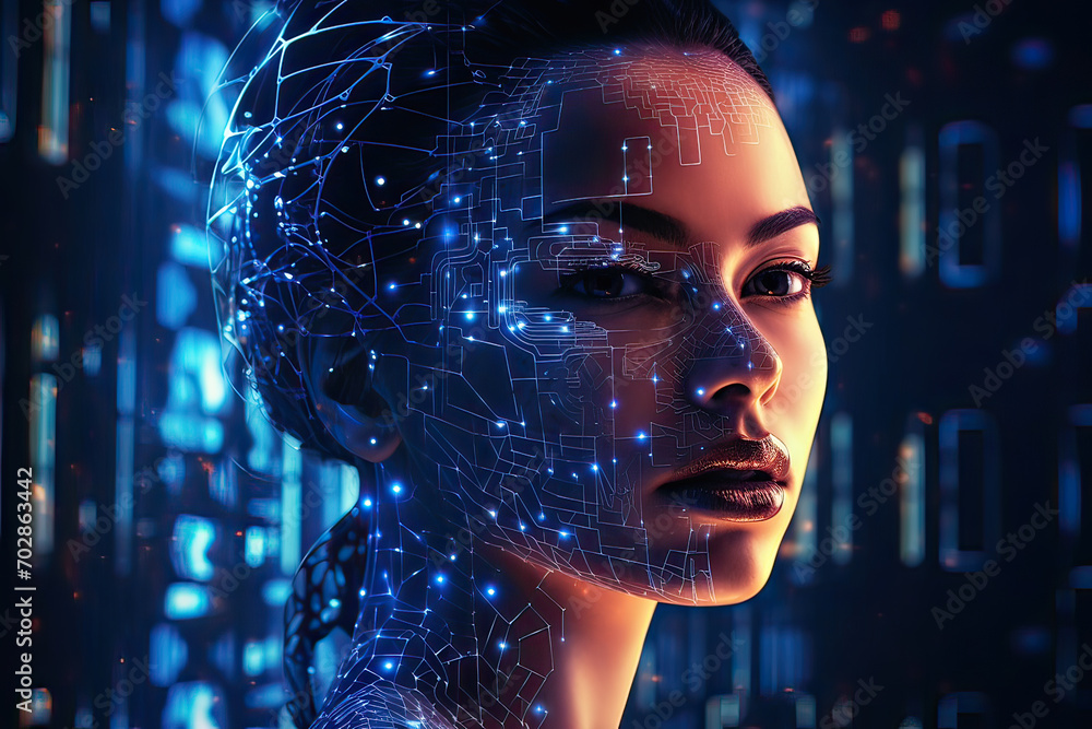 Experience a cybernetic interface with an AI-powered holographic face ...