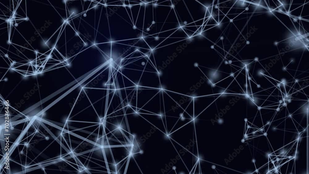 Moving connected particles, complex structure, abstract animated ...