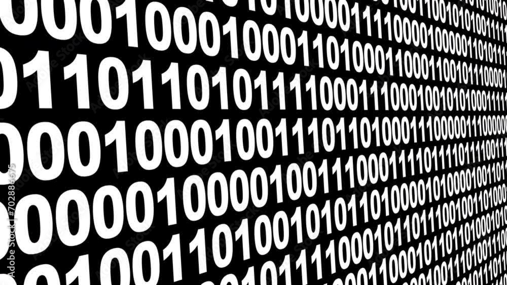 Cyber attack lines of binary code on black background visualisation ...