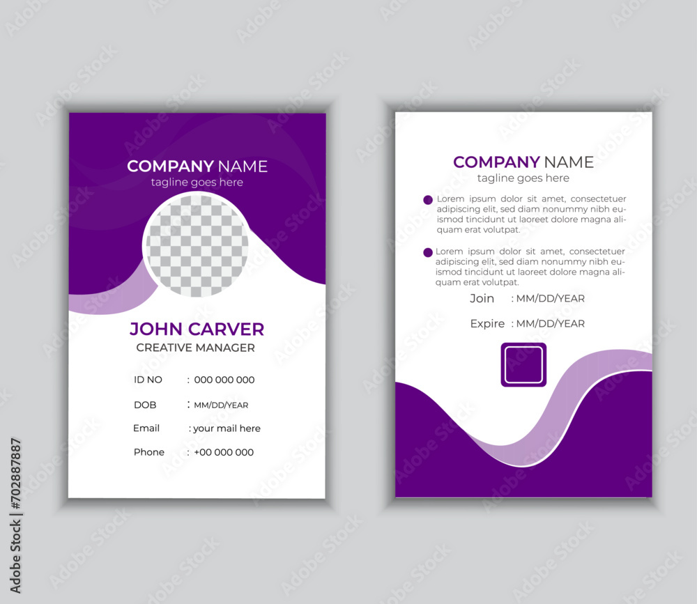 Vetor de vector id cards design template. front and back id card design ...