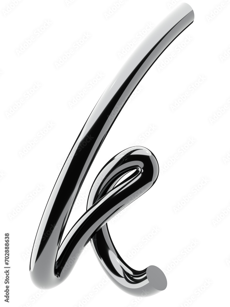 Chrome 3D Letter k, metallic, lowercase, isolated on transparent ...