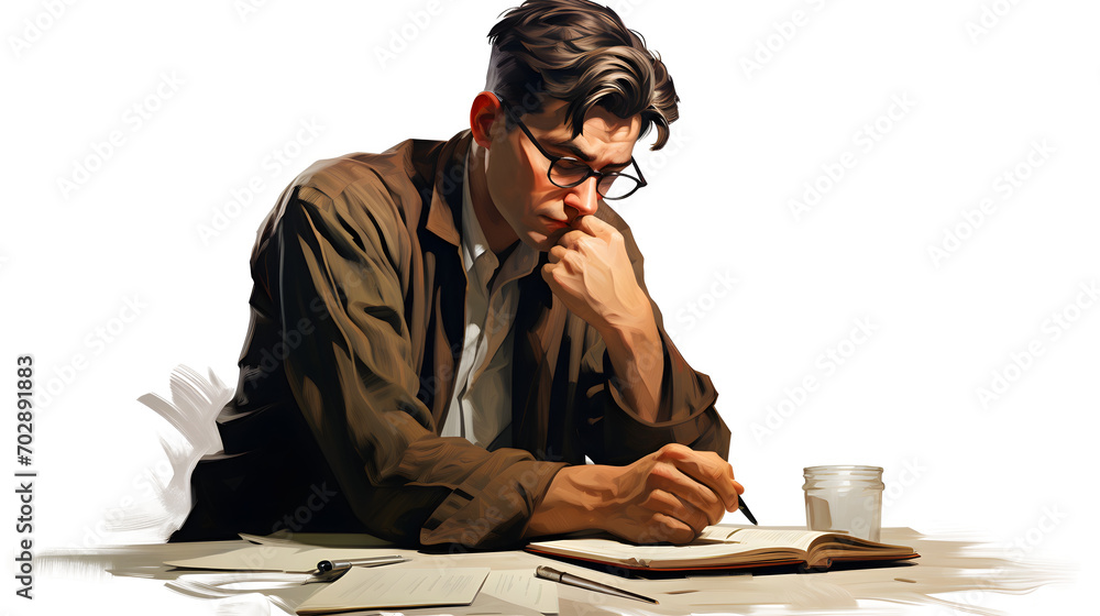 Serious Man Writing PNG, Transparent background writing man, Writer ...