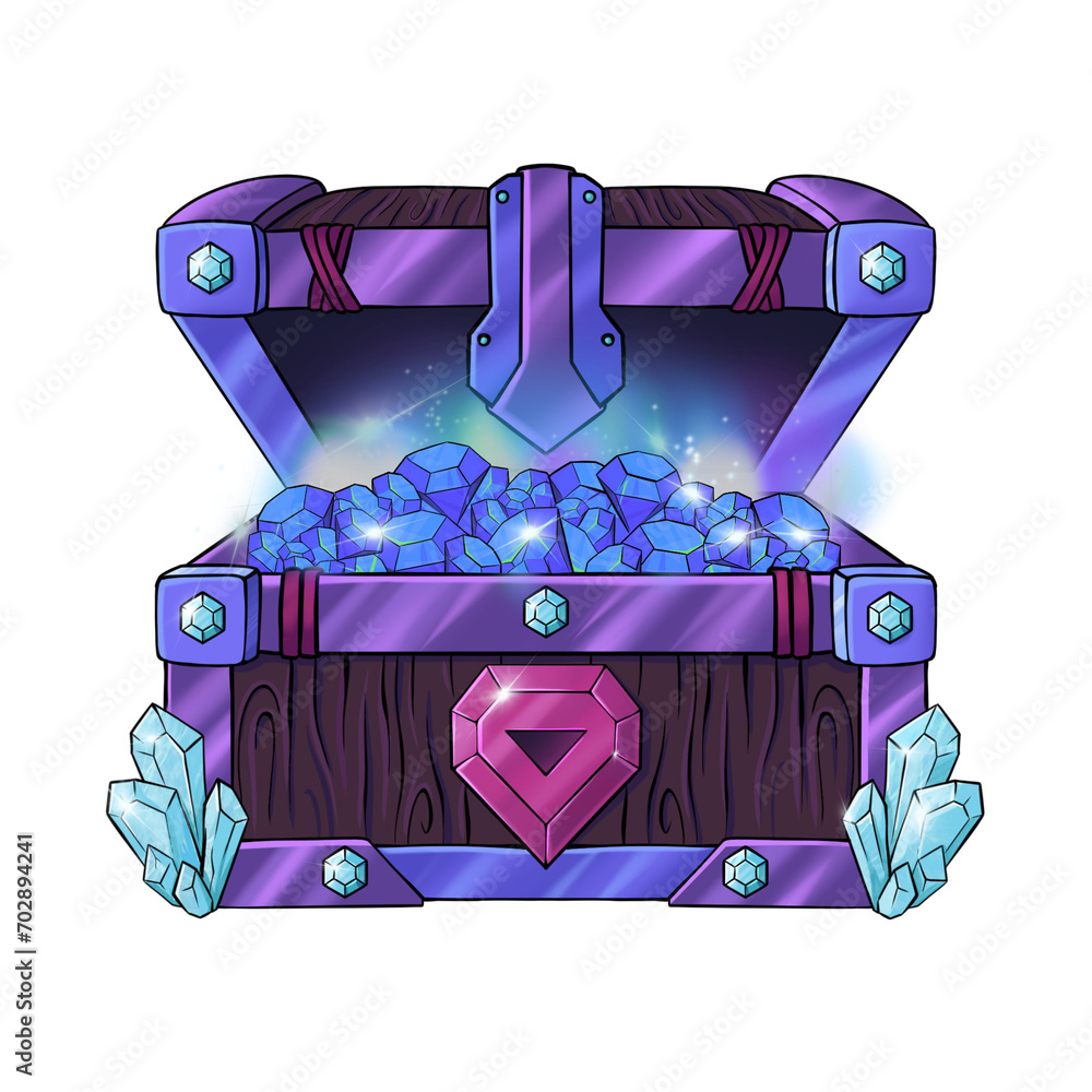 Treasure chest open with crystals transparent background, Trophy chests ...