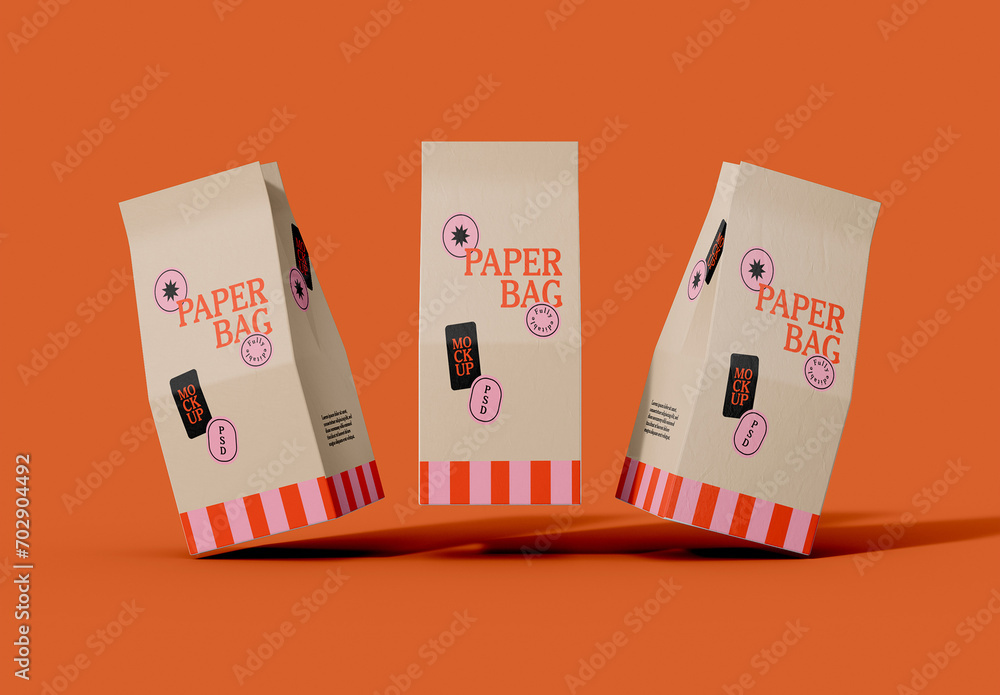 Three Kraft Paper Bags Mockup Stock Template | Adobe Stock