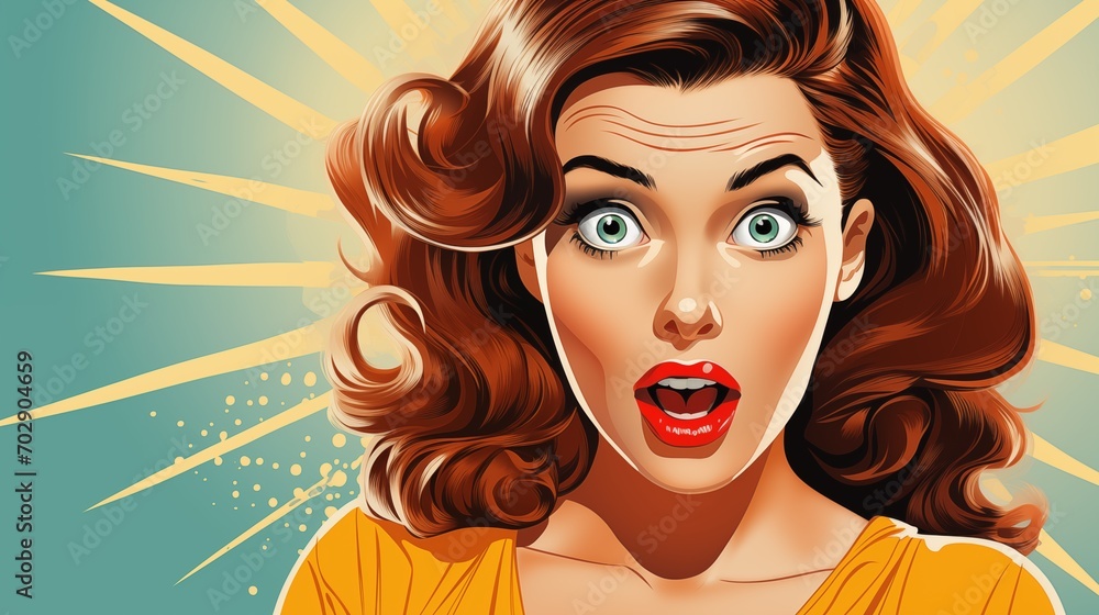 Beautiful Comics Woman Girl Pop Art Illustration Advertising Vintage Poster Pop Art Woman