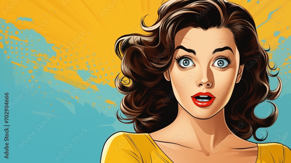 Beautiful Comics woman, girl. Pop Art illustration. Advertising vintage ...