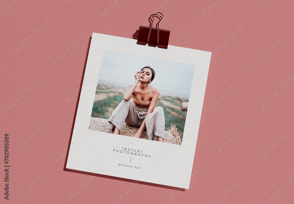 Portrait Instant Photo Mockup Stock Template | Adobe Stock
