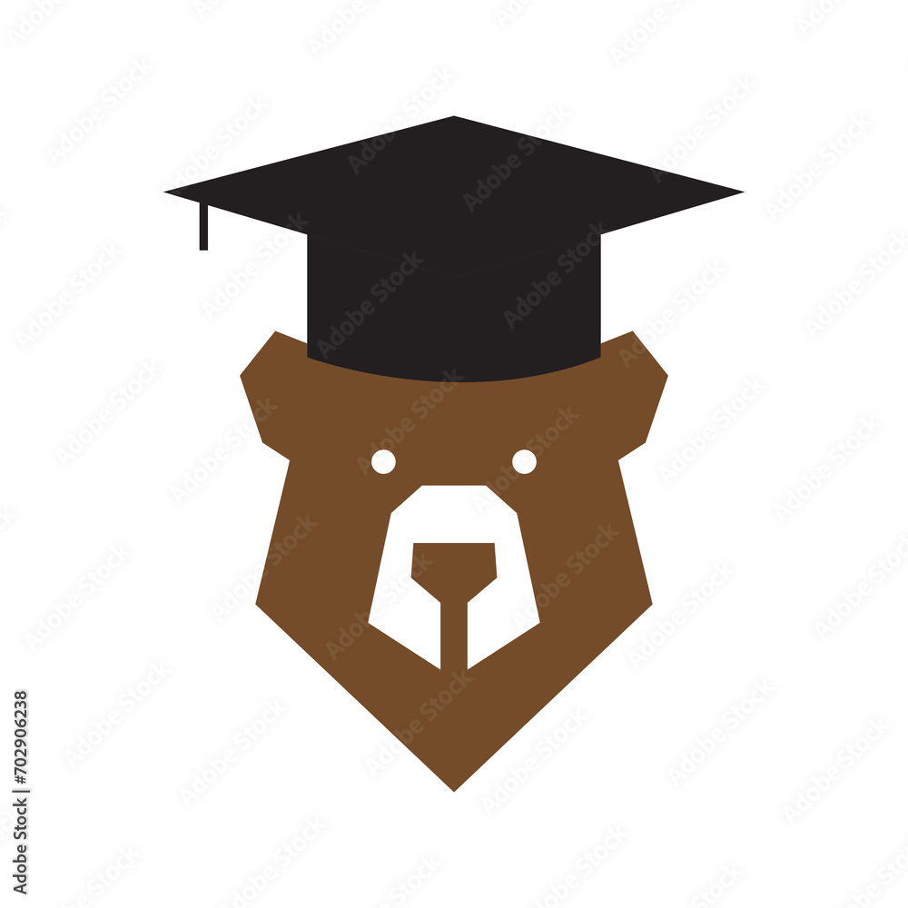 graduate bear logo design vector image Stock Vector | Adobe Stock