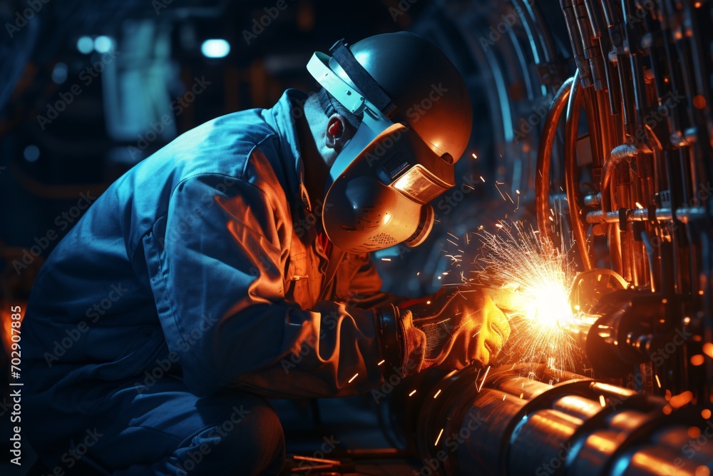 The future of clean and sustainable energy is represented by a welder ...