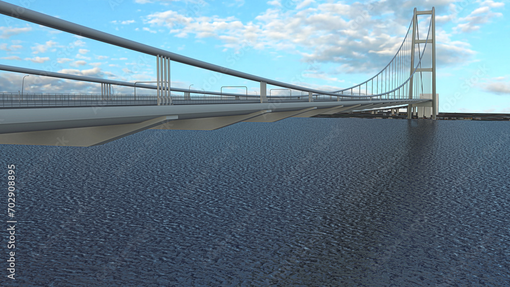 Representation of the Messina bridge, Italy, BIM, Project, 3d rendering ...