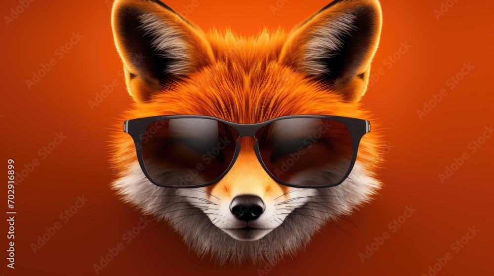 Close-up of a fox in glasses. Portrait of a fox. Anthopomorphic ...