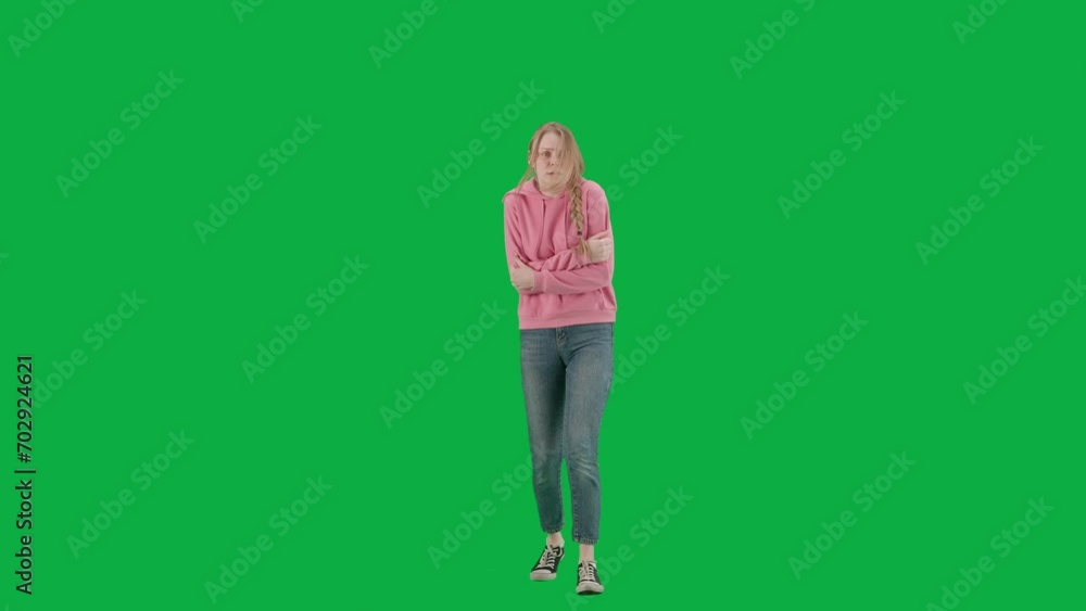Vidéo Stock Portrait of victim on chroma key green screen background ...