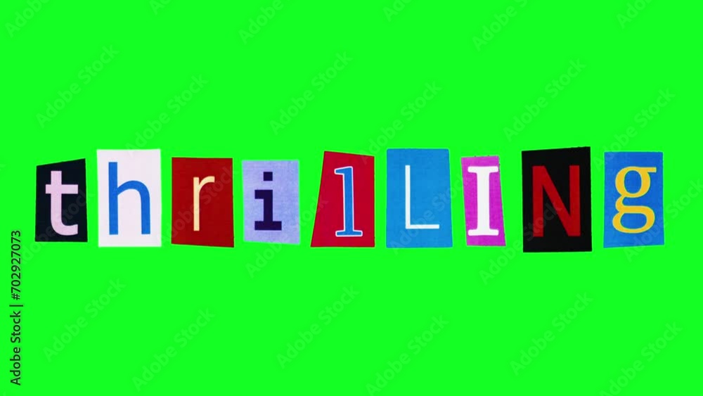 Template emblem with the title thrilling compiled from cut colorful ...