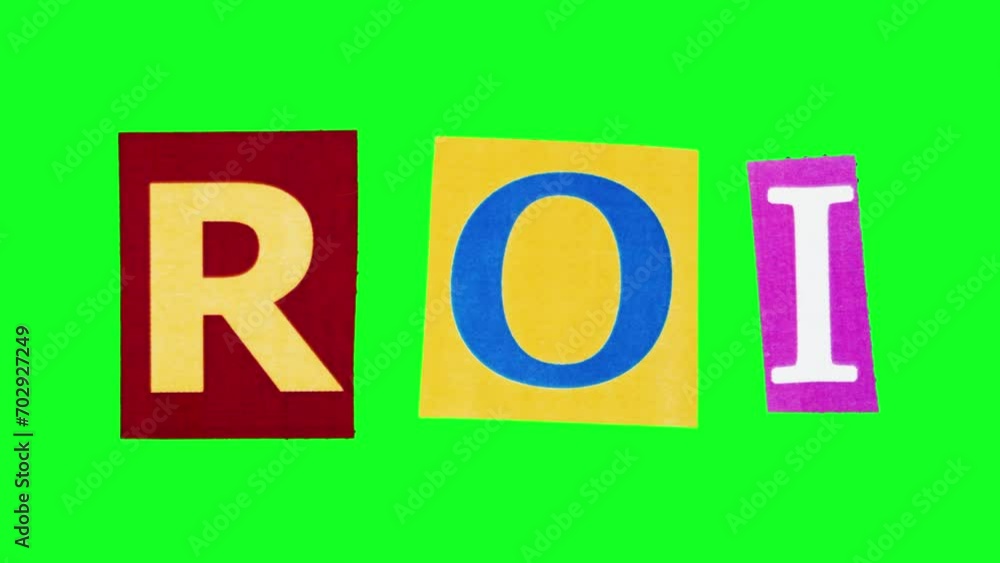 Vidéo Stock ROI words from an animated collage for opening title in ...