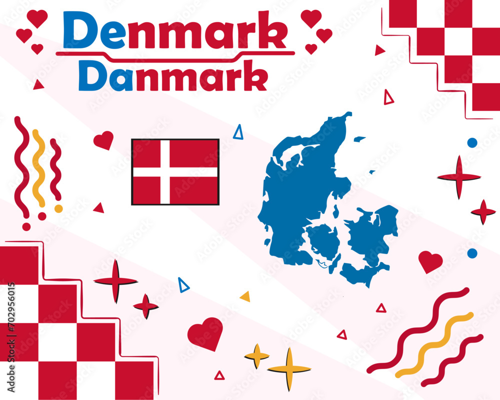 Vector illustration of Denmark, with national and folk symbols Stock ...