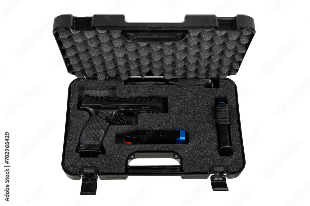 Modern semi-automatic pistol. A short-barreled weapon for self-defense ...