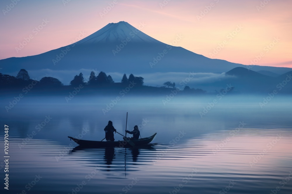 Mt Fuji and Lake Kawaguchiko at sunrise, Japan, Mt, Fuji or Fujisan ...