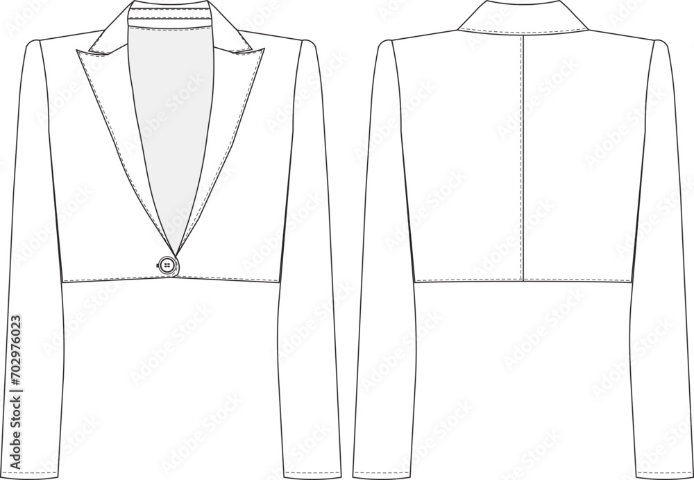 long sleeve oversize slouchy blazer jacket template technical drawing ...