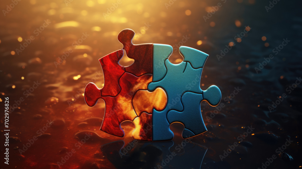 Two mismatched puzzle pieces struggling to fit together, symbolizing ...