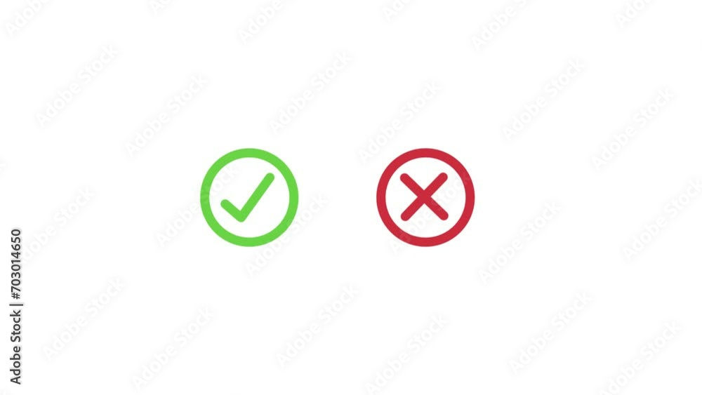 Green check mark and Red cross mark icon animation, Approve and Reject ...
